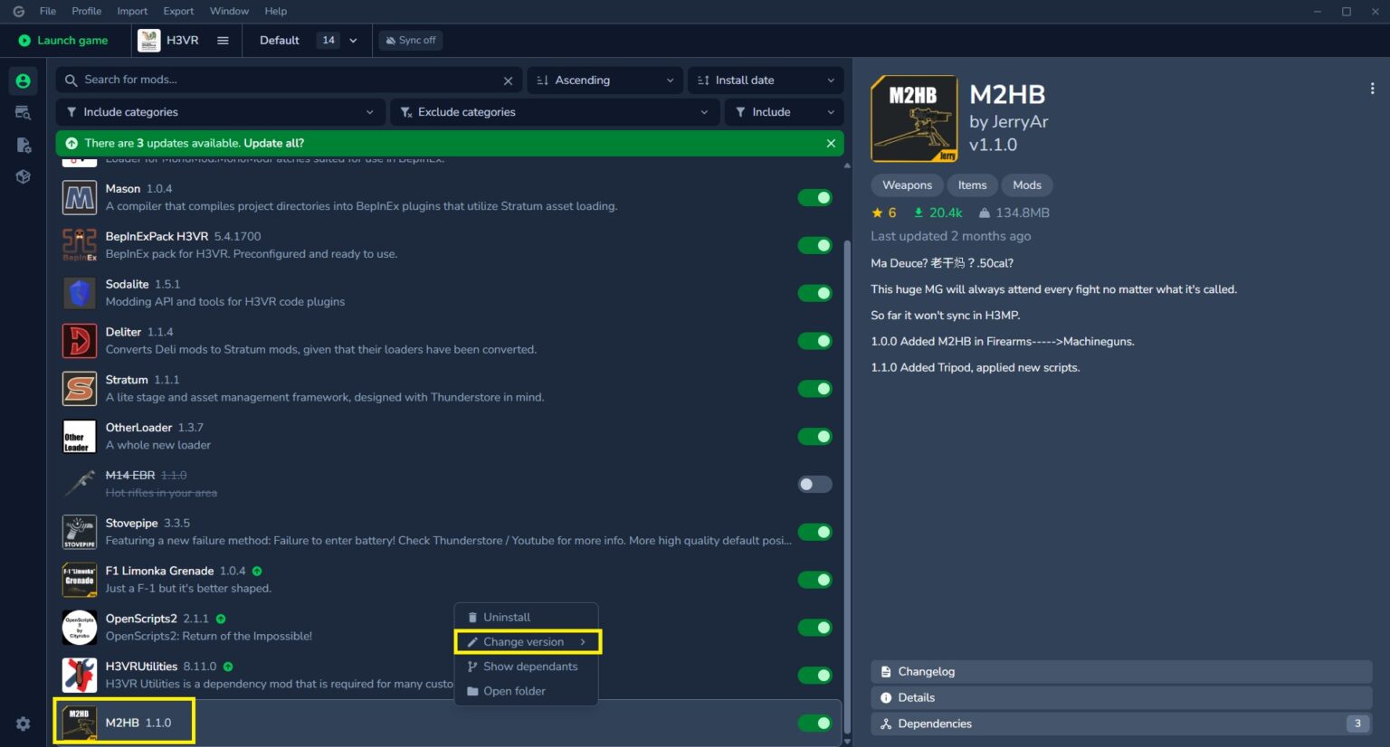 【H3VR】次世代MOD管理ツール「GaleModManager」の導入方法＆使い方まとめ（Thunderstore用）【H3VR MOD導入方法Ver2】 | 日刊まっちゃん